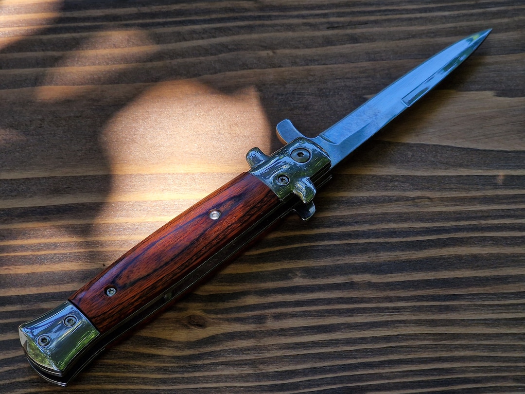 Stiletto Knife Classic Italian Style Folding Spring Assisted Knife Open ...