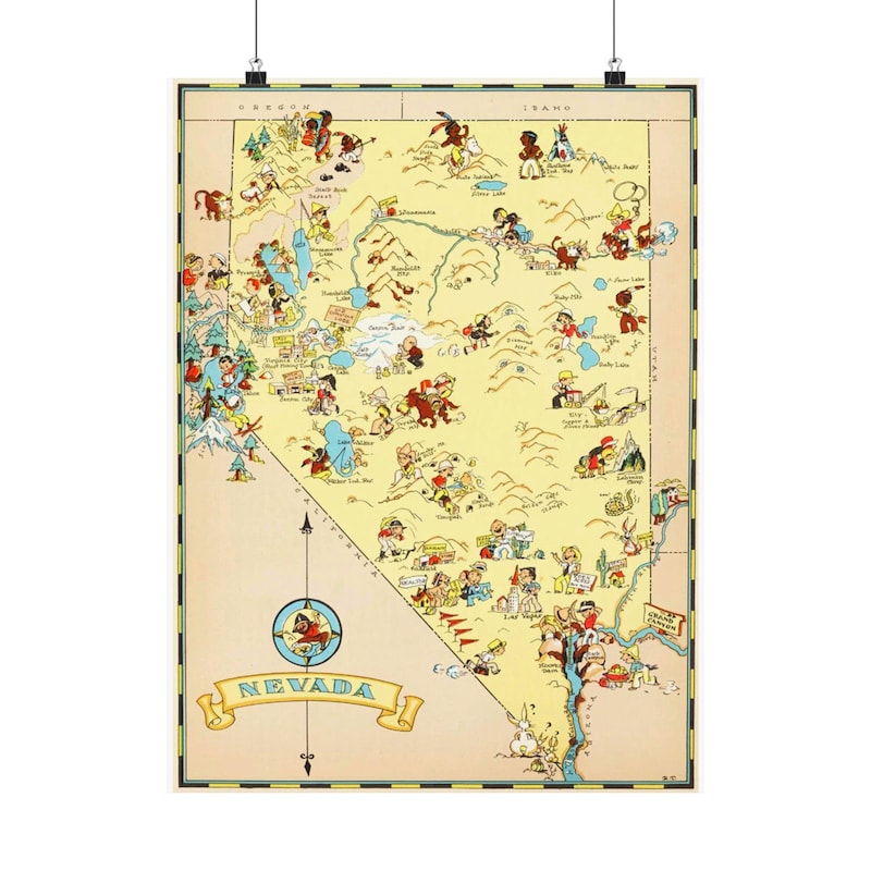 Cartoon Map Nevada - Etsy