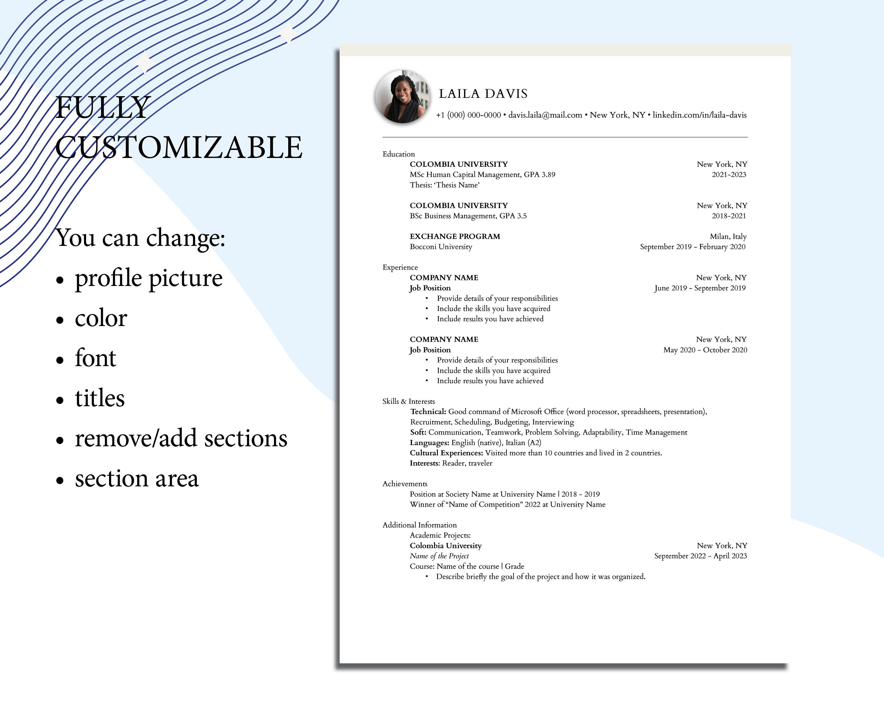 CV Template for Students Word Pages Minimalist Resume Template Simple ...