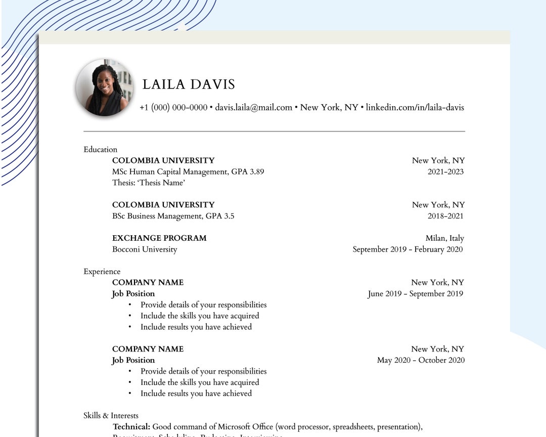CV Template for Students Word Pages Minimalist Resume Template Simple ...