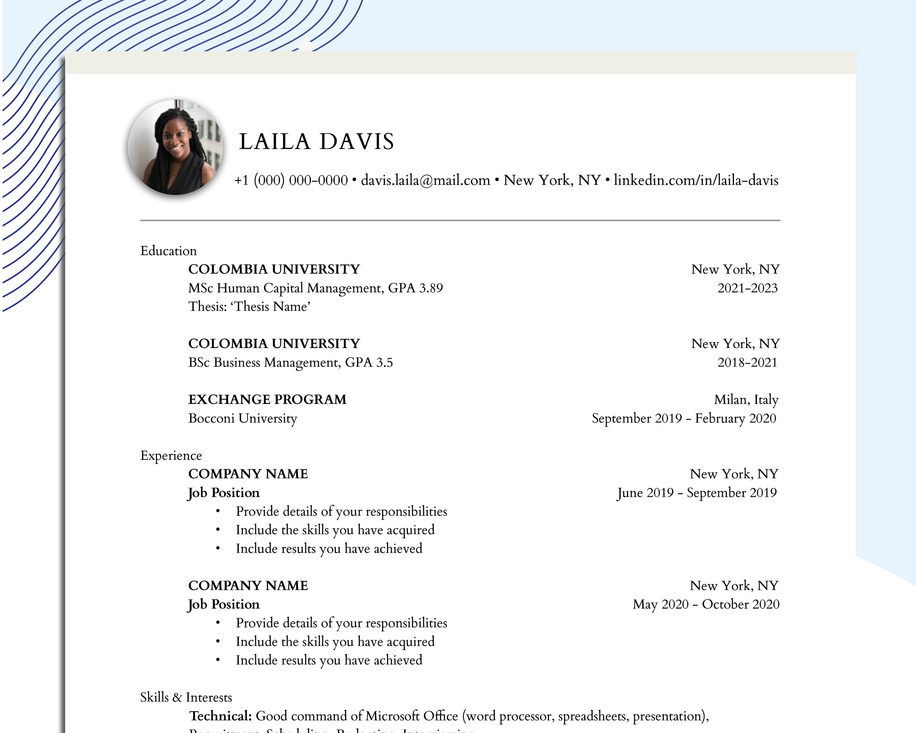 CV Template for Students Word Pages Minimalist Resume Template Simple ...