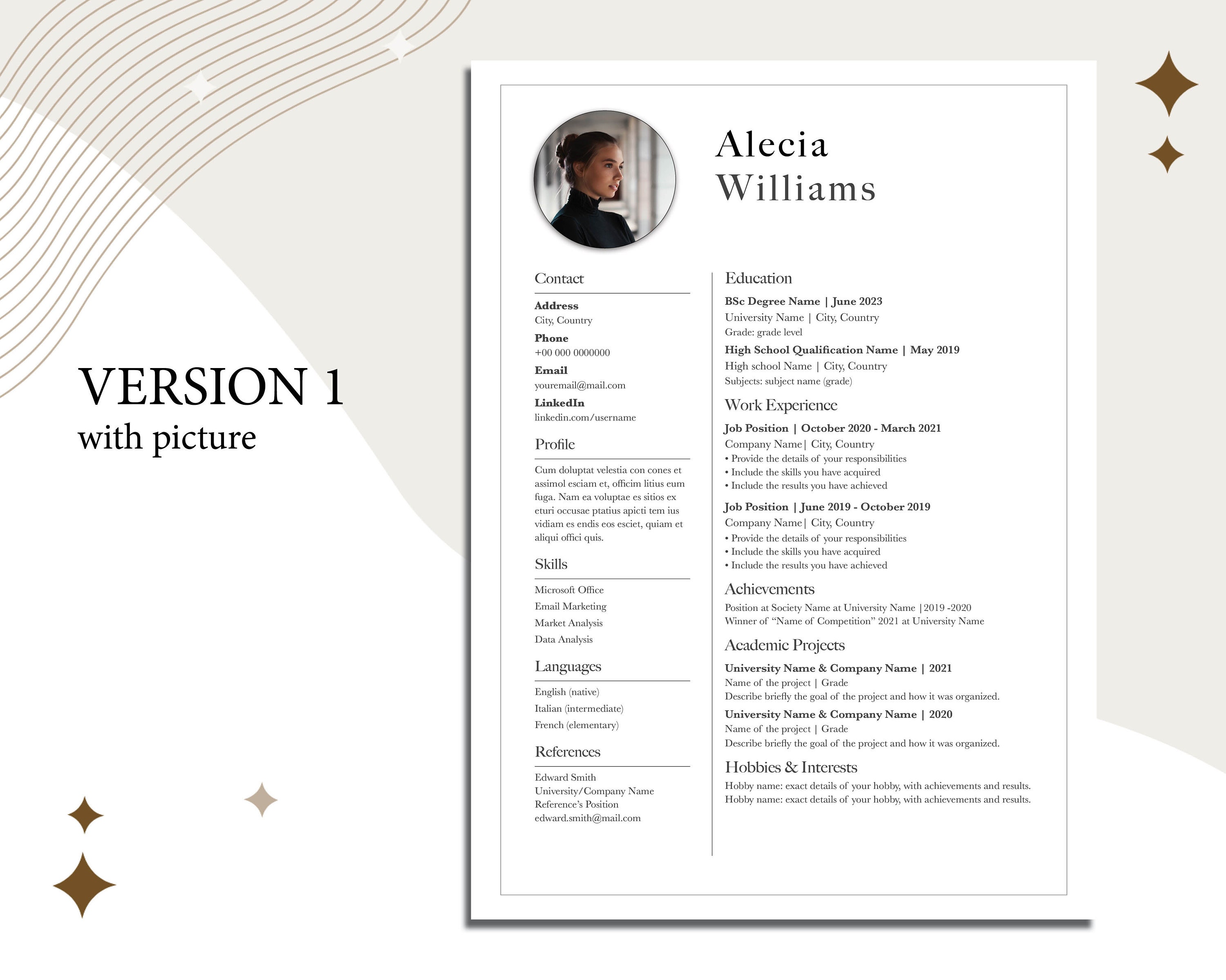 Simple CV Template for Students Pages | Minimalist Resume Template ...