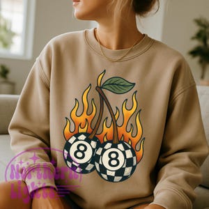 Checkered Cherries Eight Ball PNG: Fire Mama Graphic (digital Download ...