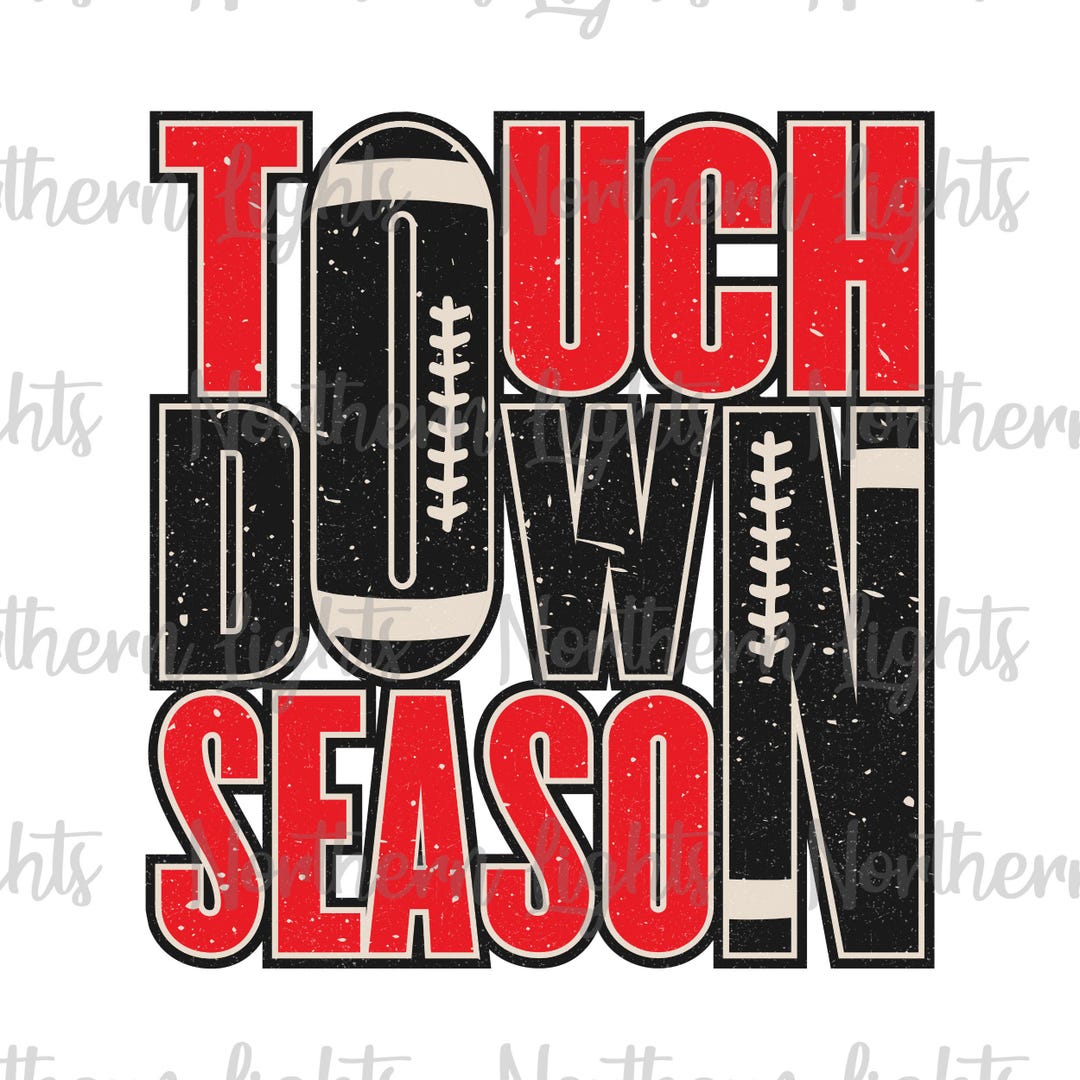 Retro Touchdown Season Red and Black Png, Football Sublimation Design ...