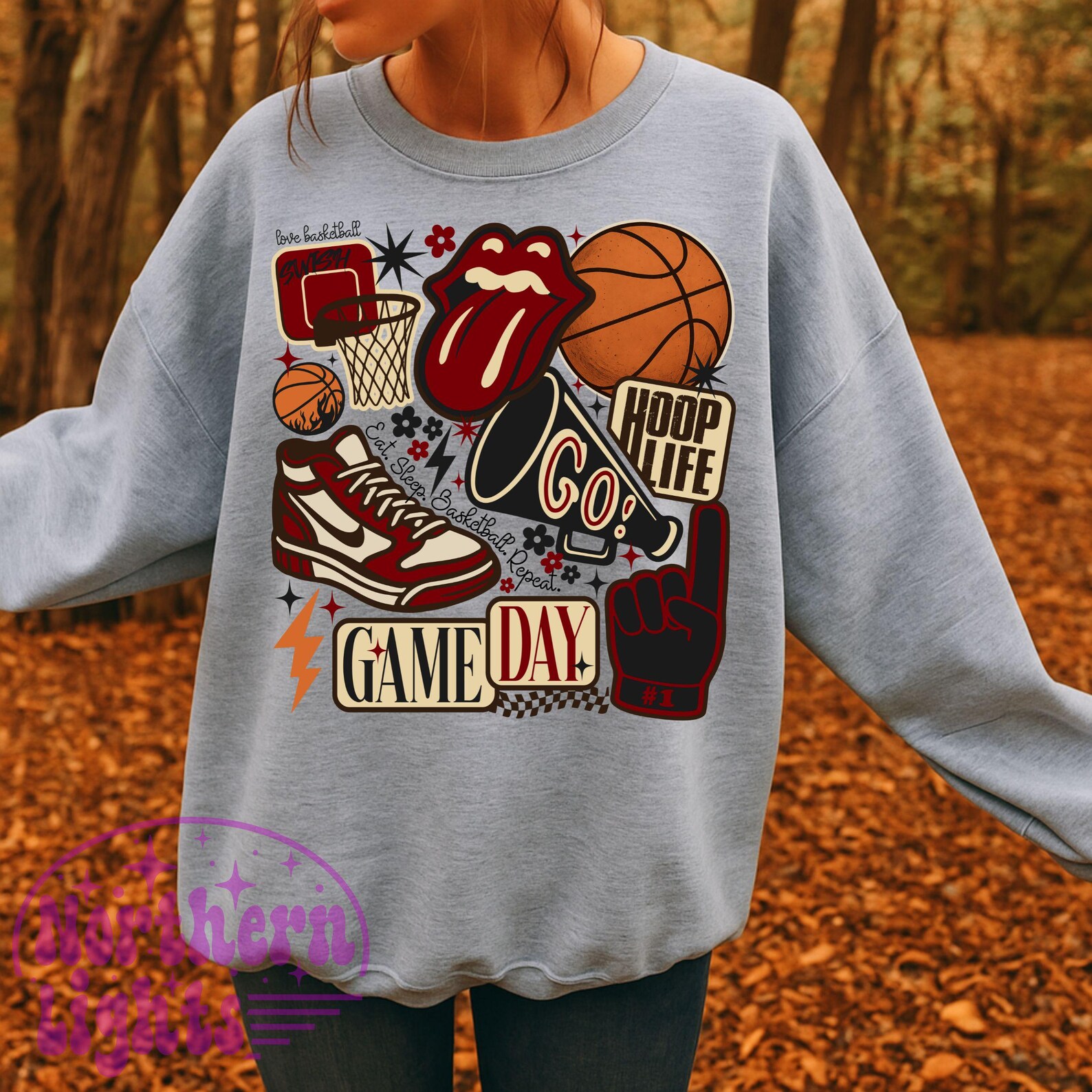 Retro Basketball Collage PNG, Maroon and Black Basketball Png ...