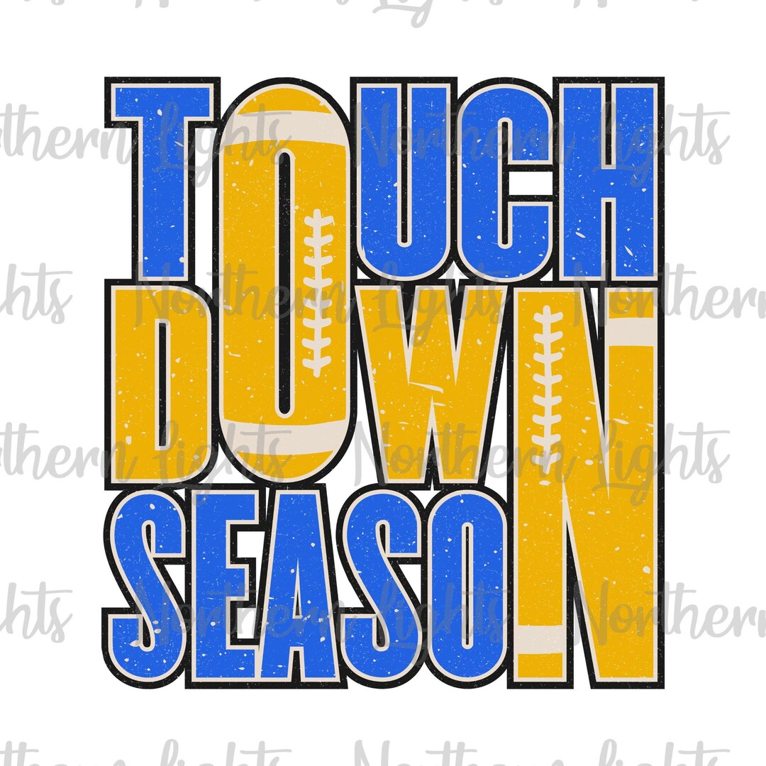 Retro Touchdown Season Royal Blue and Yellow Png, Football Sublimation ...