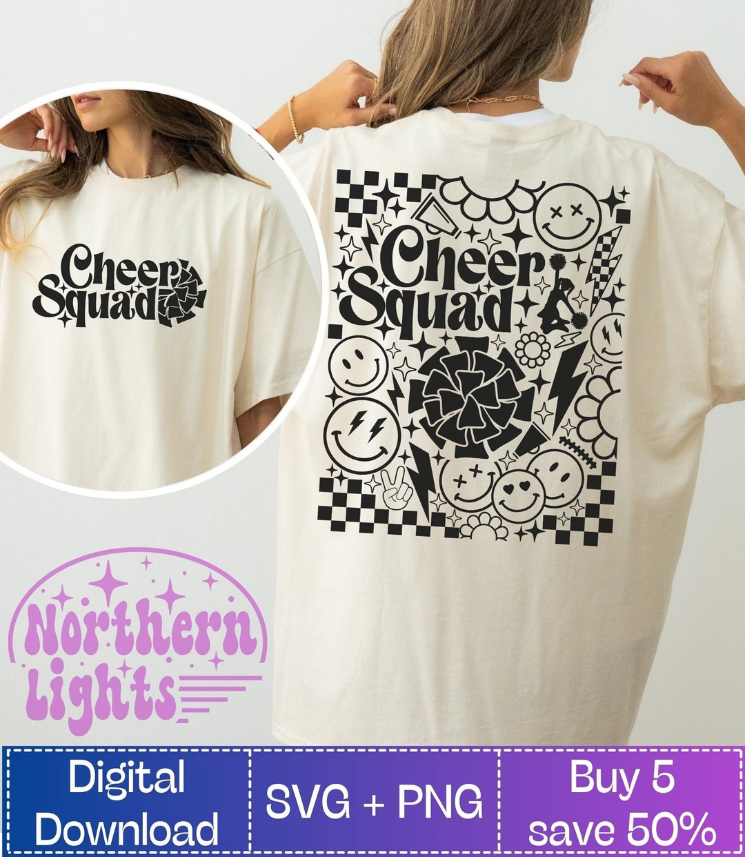 Cheer Squad Svg, Cheer Svg, Front and Back Cheer Svg, Retro Cheer Svg ...