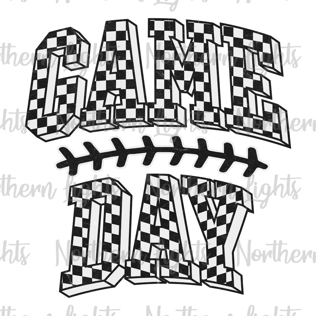 Retro Checkered Game Day Football Black and White Png, Football ...