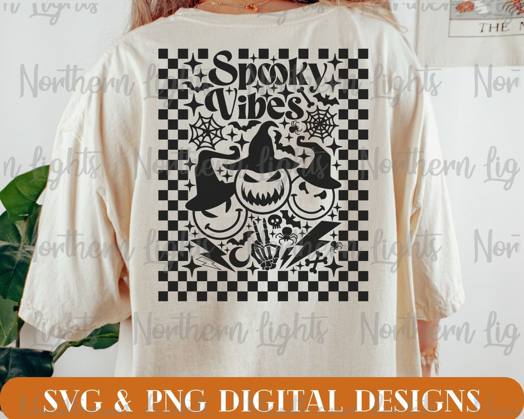 Retro Spooky Vibes Svg, Spooky Svg, Front and Back Halloween Svg ...