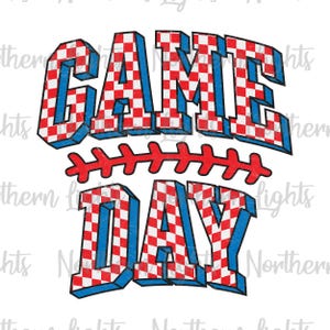 Retro Checkered Game Day Football Blue and Red Png, Football ...