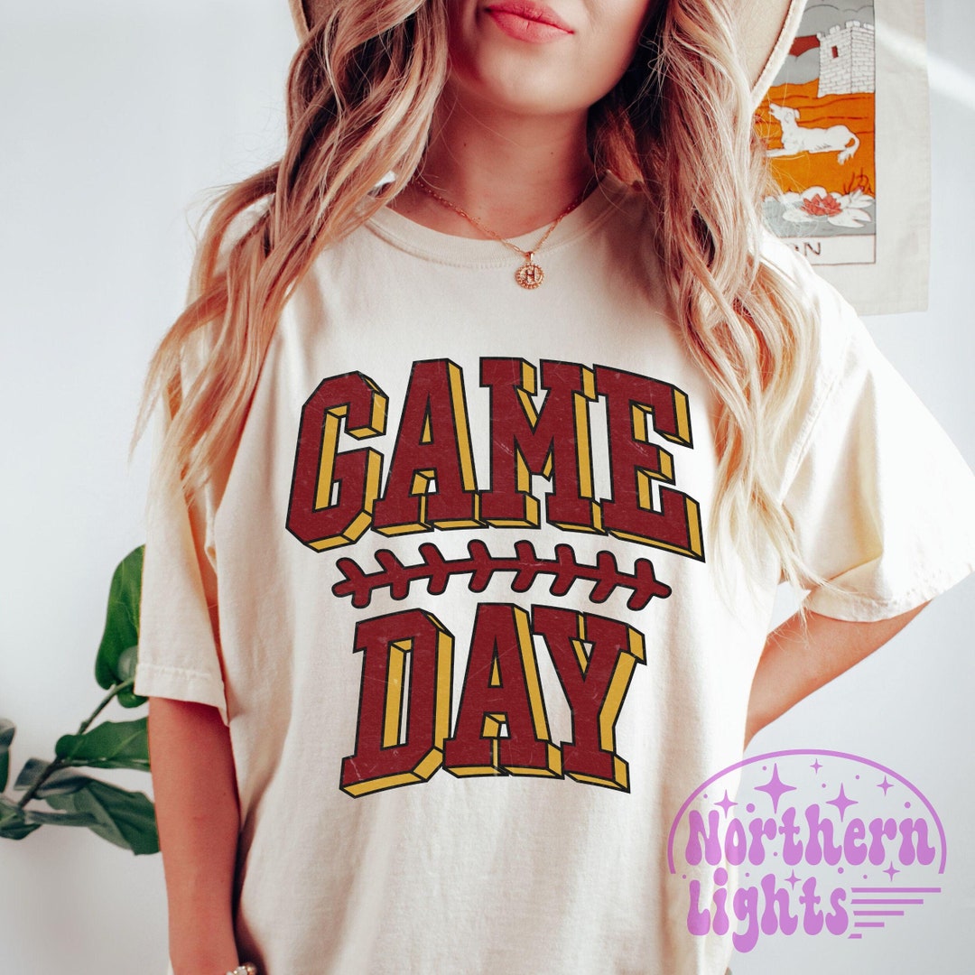 Retro Game Day Football Maroon and Gold Png, Football Sublimation ...