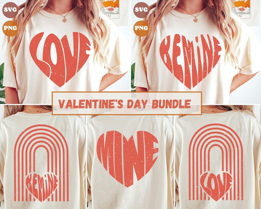 Valentine's Day Bundle 5 SVG and PNG, Love Heart Png Design, Valentine ...