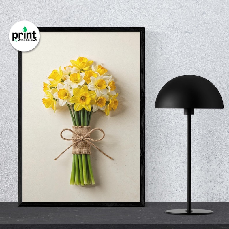 Daffodil Wall Art Print: Yellow Flowers With Raffia Tie - Etsy