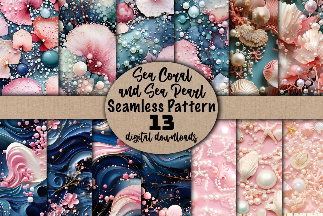 Sea Shells Seamless Patterns, Seashell Digital Paper, Commercial Use ...