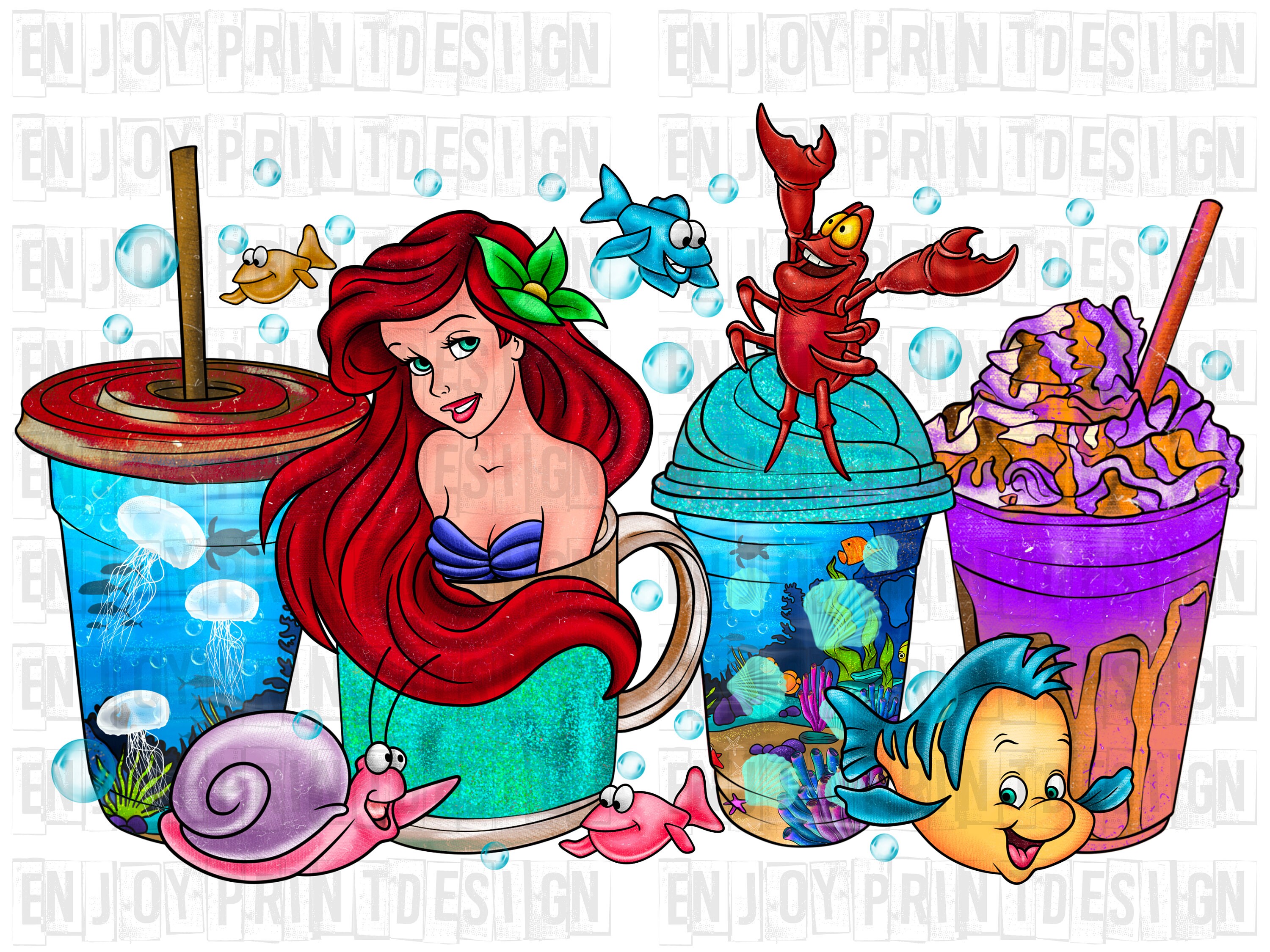 Ariel the Little Mermaid Coffee PNG Ariel Drink Design - Etsy Australia