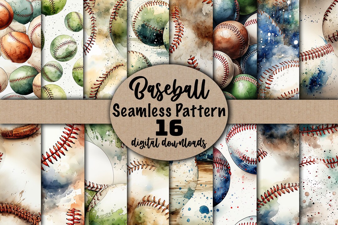 Baseball Digital Paper, Baseball Seamless Pattern, Printable, Scrapbook ...