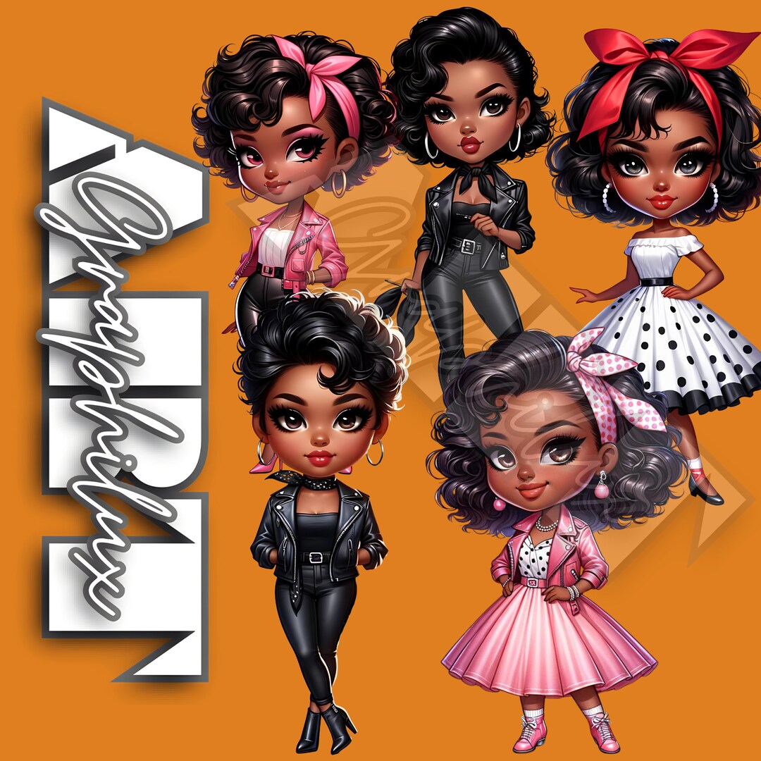 50s Fashion Clipart African American Grease Inspired Clipart ...