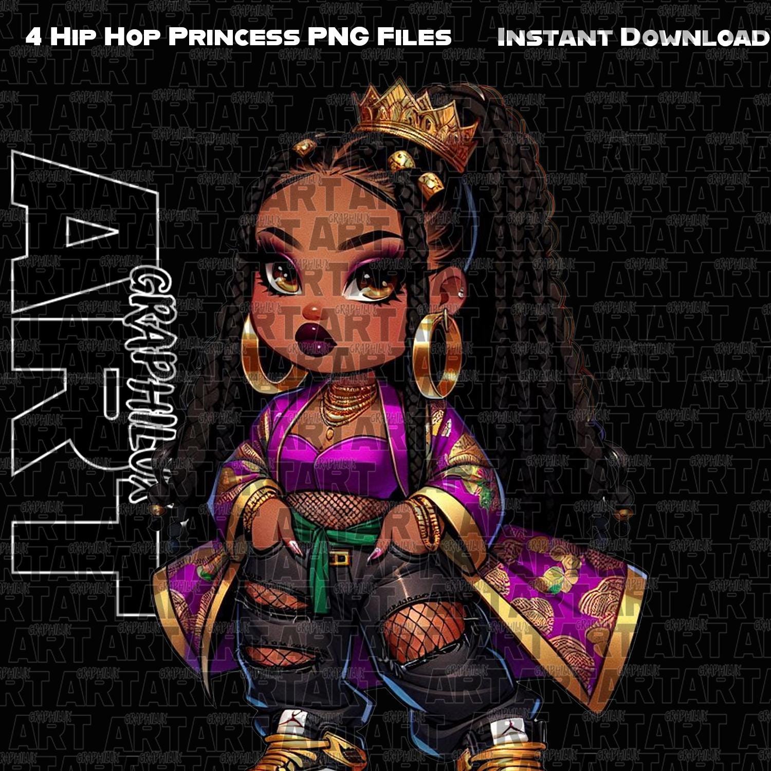 4 Hip Hop Princess PNG Files Sublimation Clipart Journaling Planner - Etsy