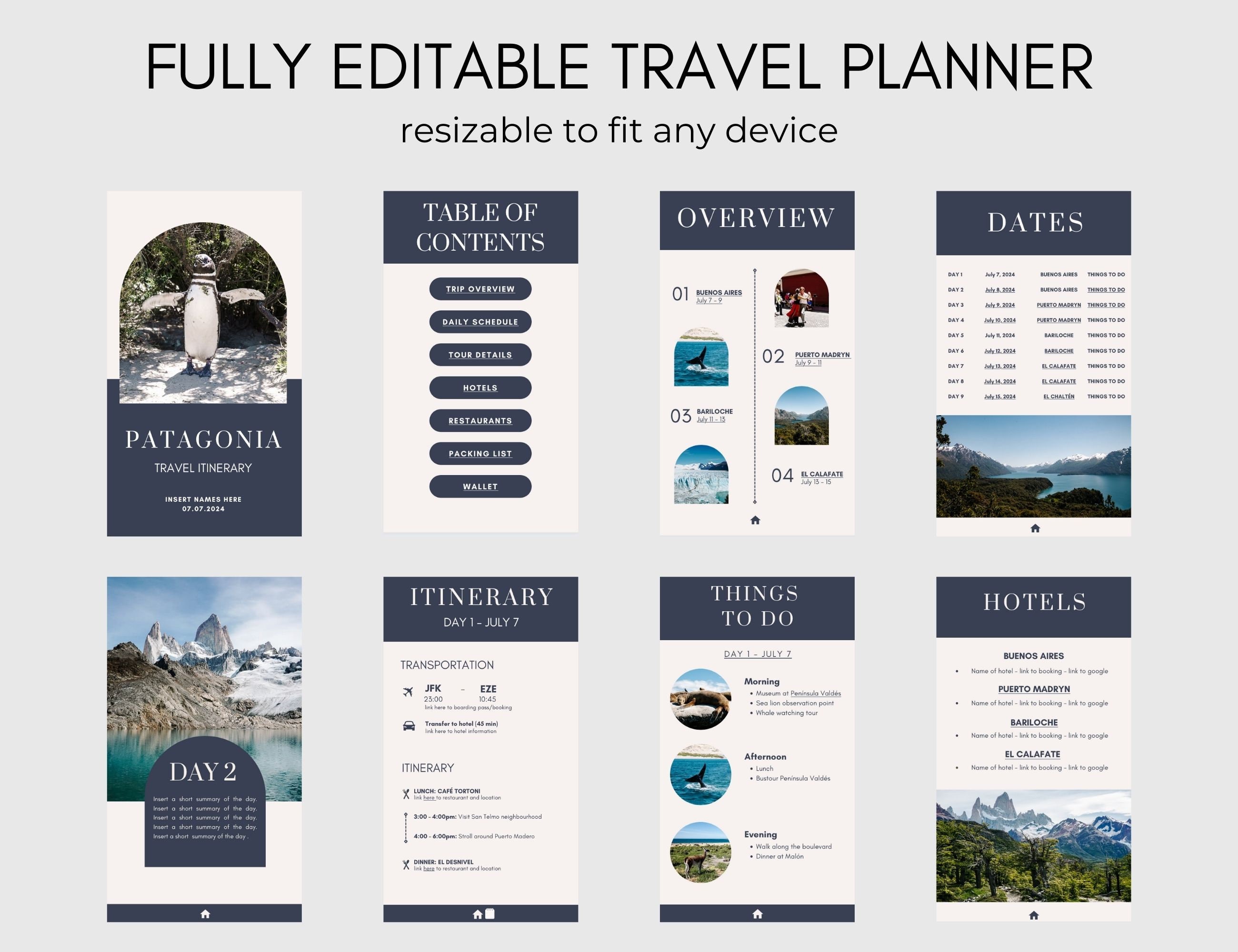 Travel Itinerary Template, Travel Planner, Digital Template Download ...