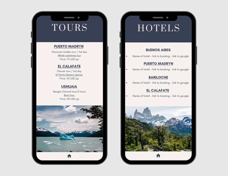 Mobile Travel Itinerary Template, Travel Planner, Digital Template ...