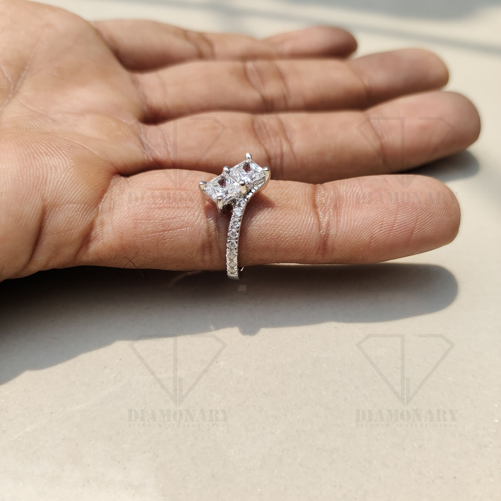 Together Forever Ring, White Gold Ring, Princess Cut Diamond Ring, 925 ...