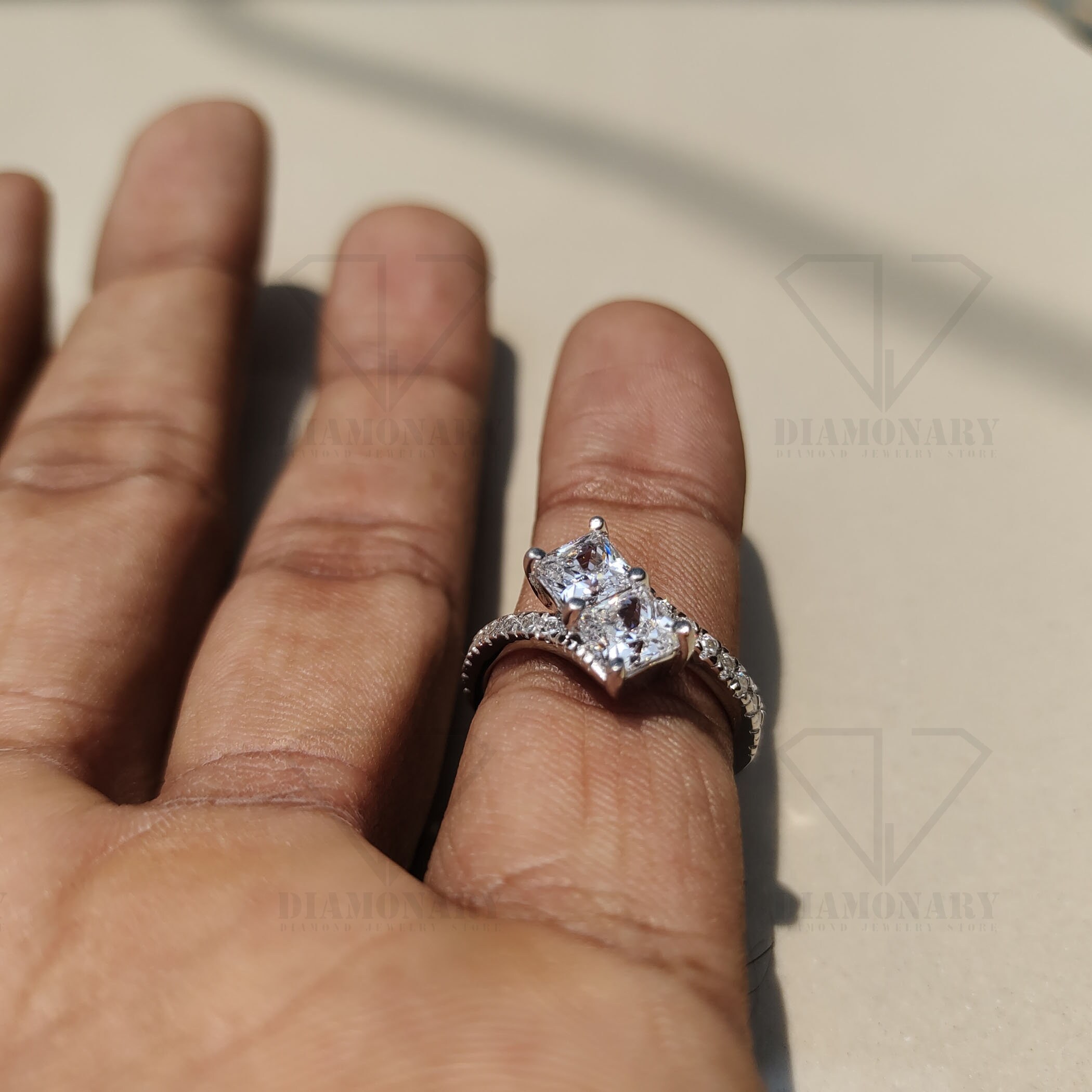 Together Forever Ring, White Gold Ring, Princess Cut Diamond Ring, 925 ...