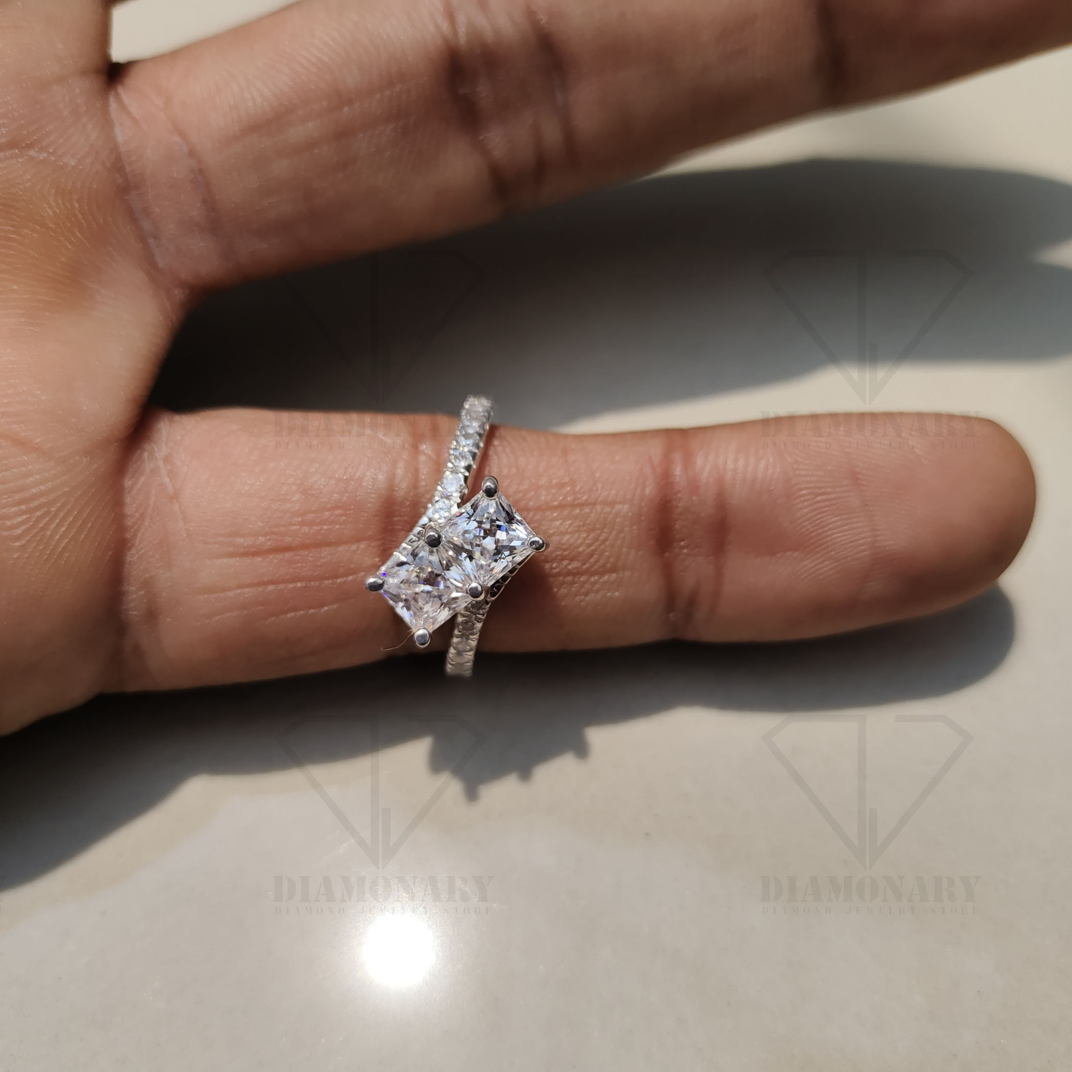 Together Forever Ring, White Gold Ring, Princess Cut Diamond Ring, 925 ...