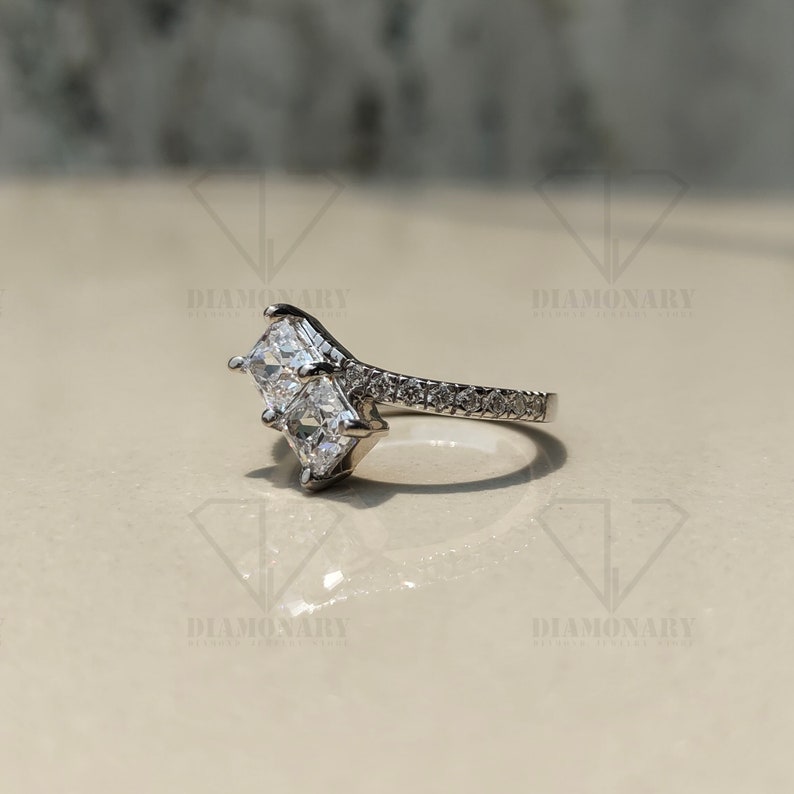 Together Forever Ring, White Gold Ring, Princess Cut Diamond Ring, 925 ...