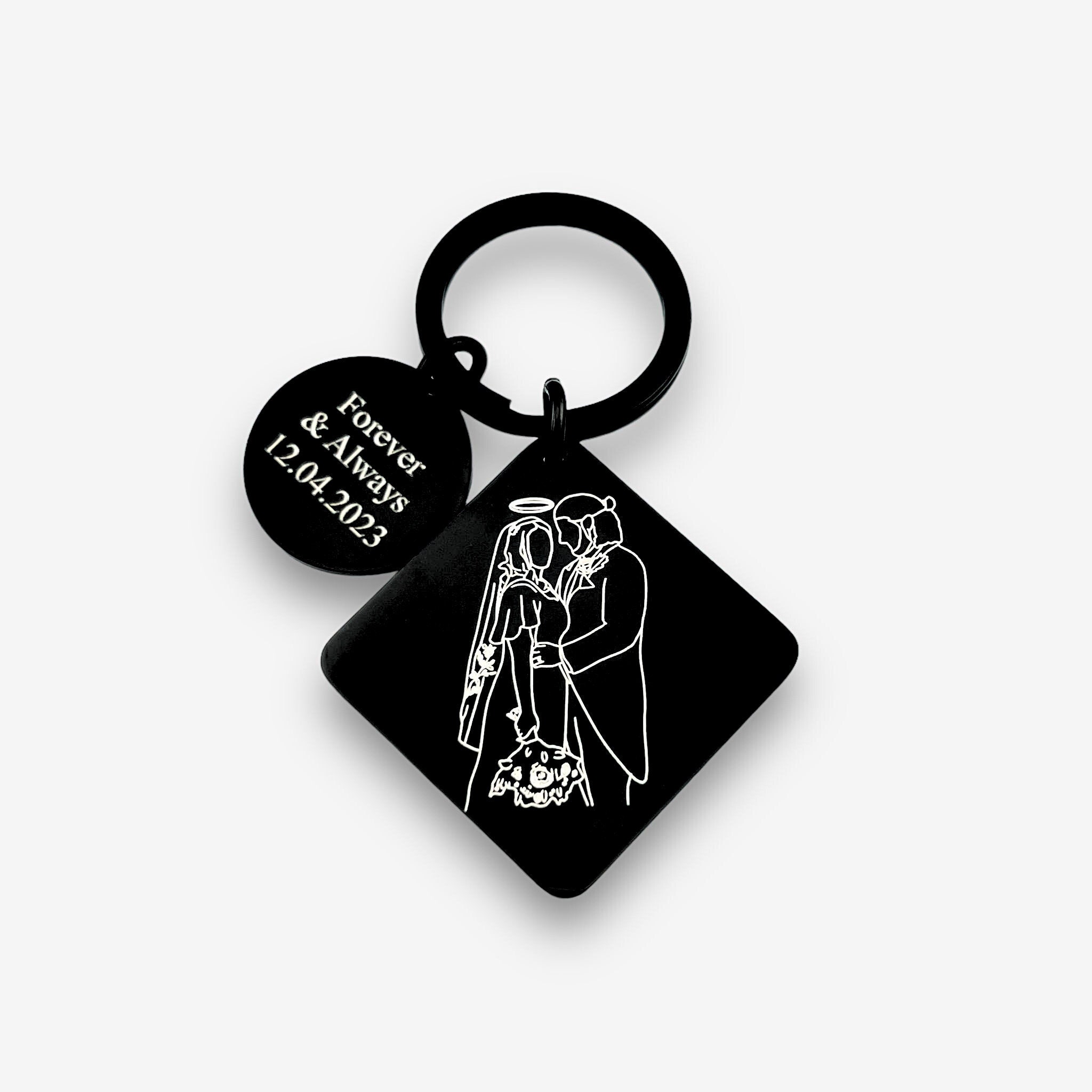 Custom Line Art Square Keychain | Personalised Drawing Keychain | Laser ...