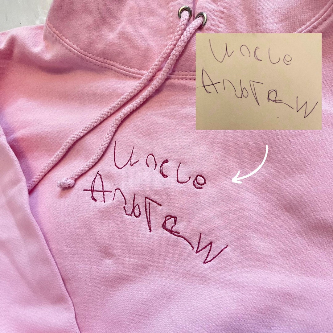Custom Embroidered Your OWN HANDWRITING Hoodie Sweater Tshirt, Line Art ...