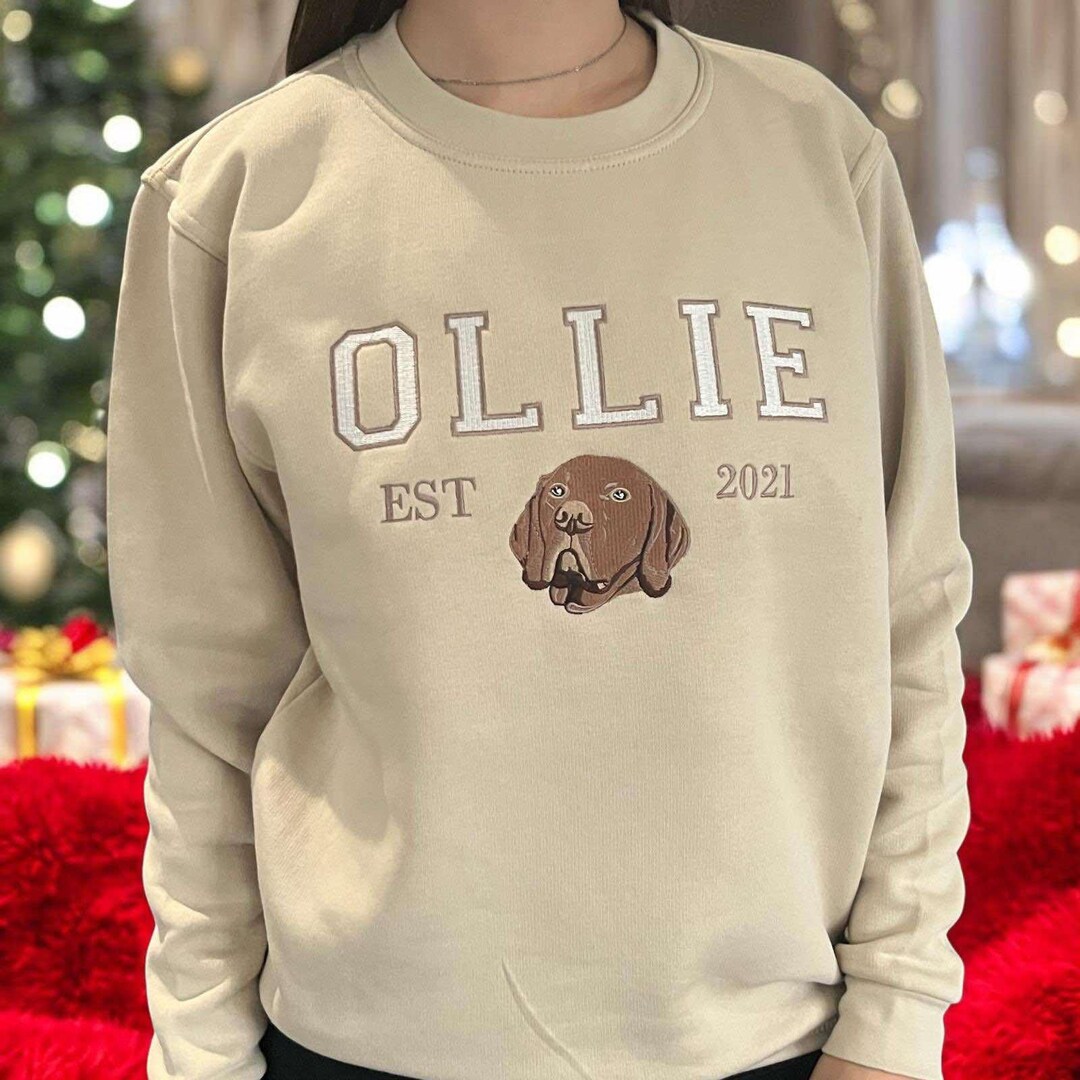 Custom Dog Hoodie Embroidered Dog Name, Varsity Personalized Pet Face ...