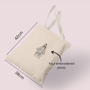 Custom Line Art Photo Embroidered Tote Bag | Line Art Graphic Portrait ...