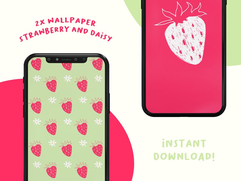 Strawberry Wallpaper Instant Download // 2 Wallpapers Strawberries ...