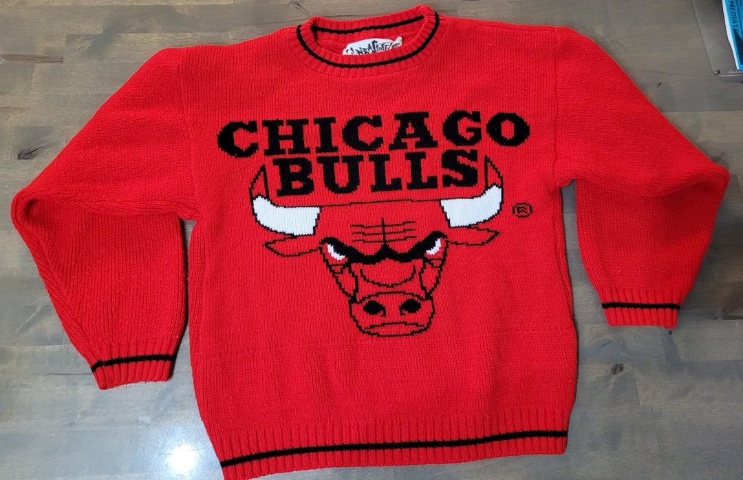 Vintage 90s Chicago Bulls Knit Crewneck Sweater Kids M (10/12 ...