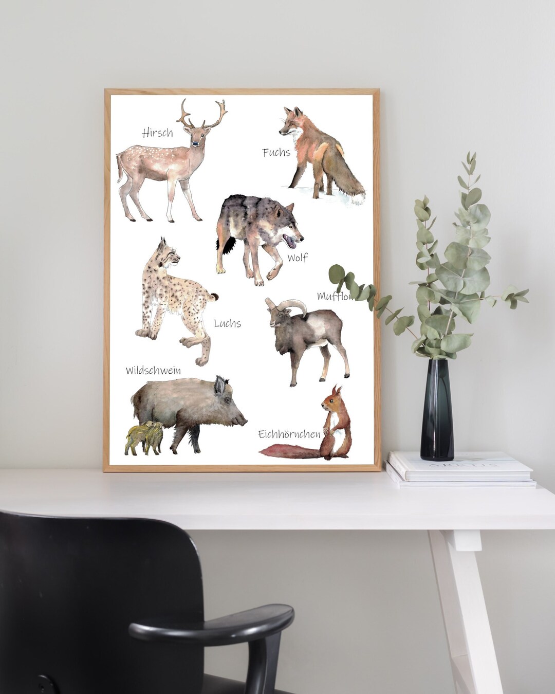 Poster Native Wildlife, Nature Poster A4/A3, Forest Illustration, Fine ...