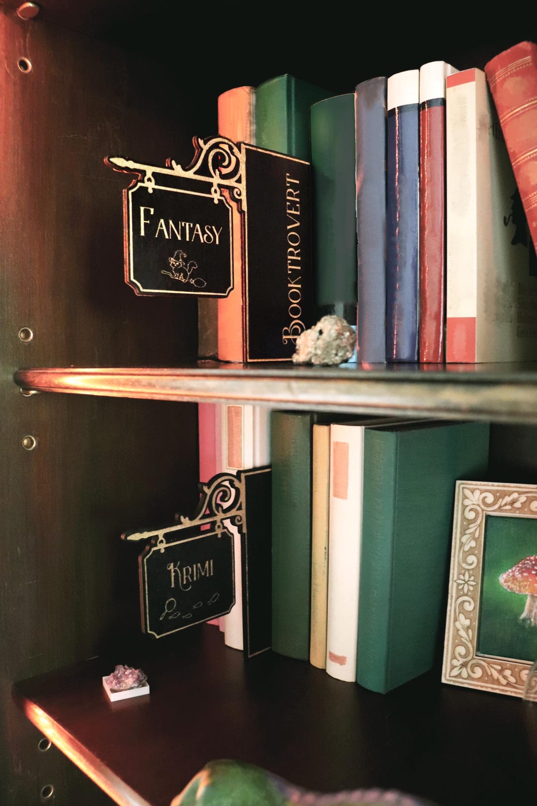 Wooden Bookshelf Genre Sign – Customizable Shelf Divider for Book ...