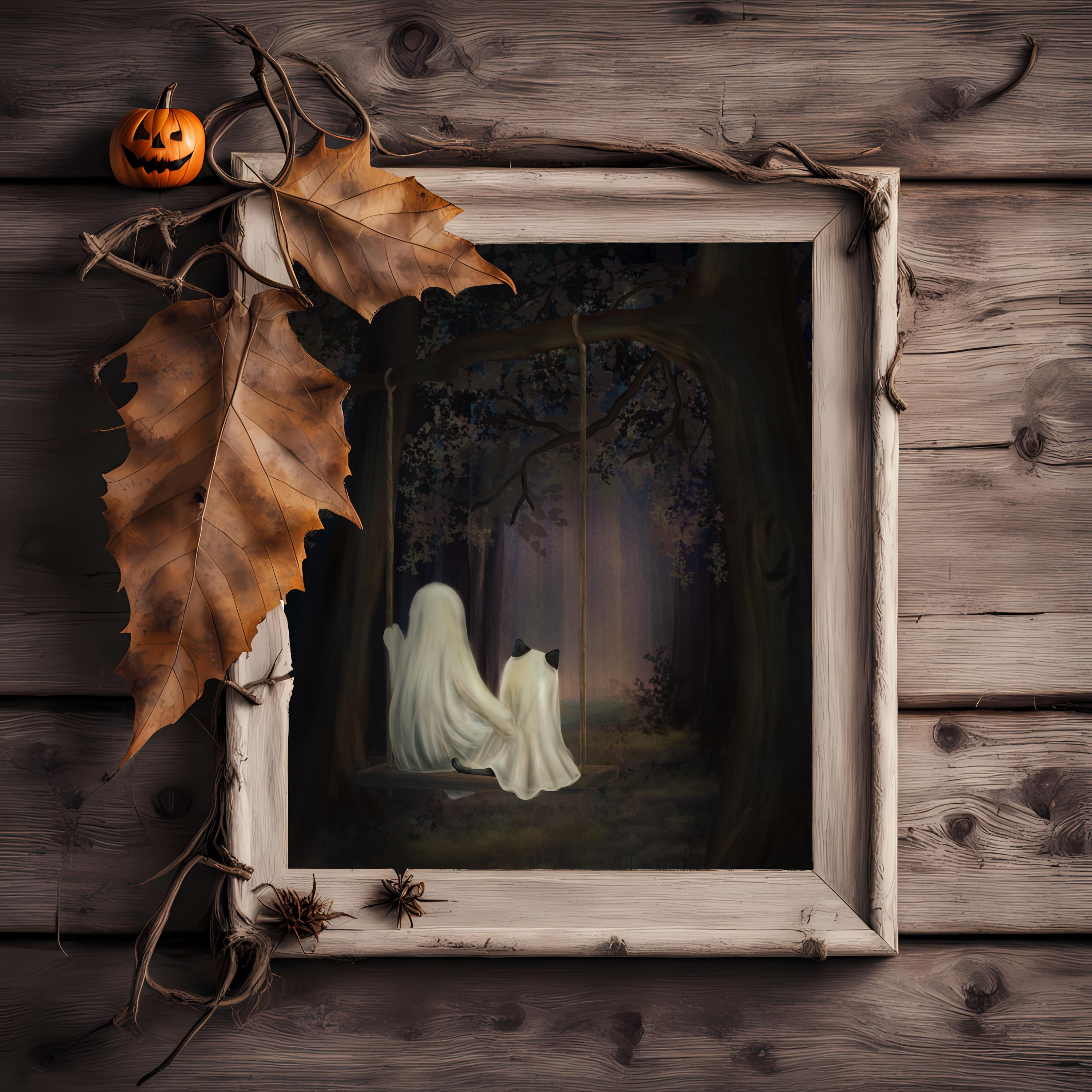 Ghost Painting PRINTABLE Art Print, Halloween Decor Abstract, Download ...