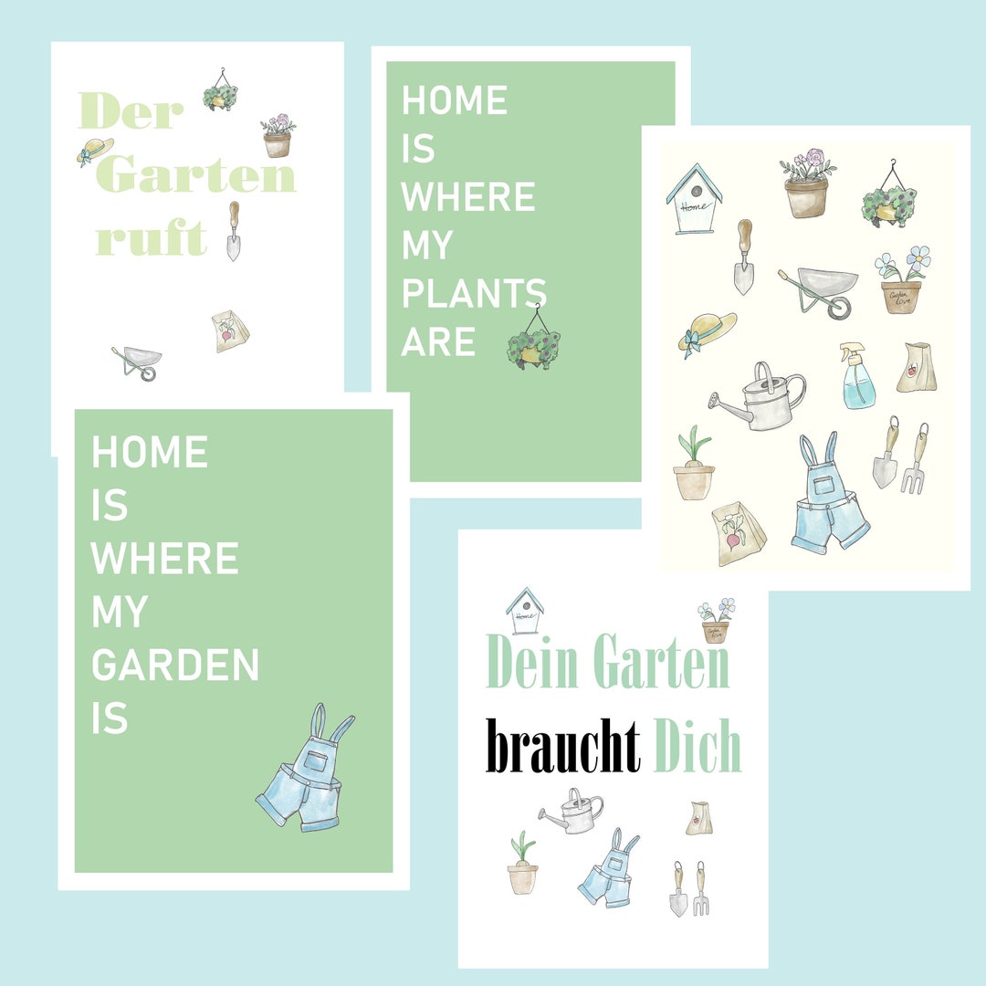 Complete Set of 5x Garden Posters, Nature Posters A4/A3/A2, Plants ...