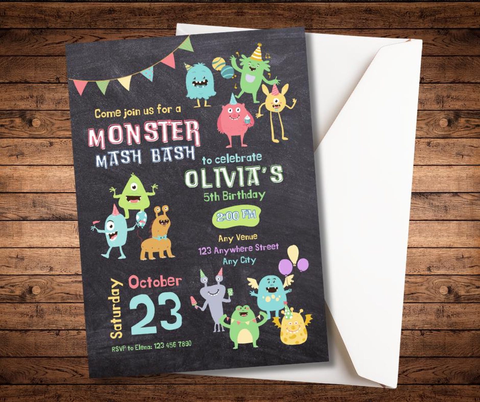 Monster Mash Bash Birthday Party Invitation, Halloween Party or ...