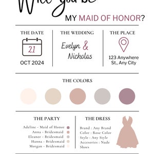 Will You Be My BRIDESMAID/MAID of HONOR Request, Bridal Party Wedding ...