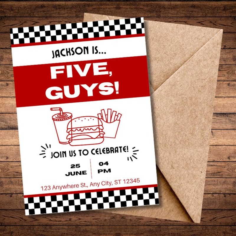 Five Guys Theme Party - Etsy