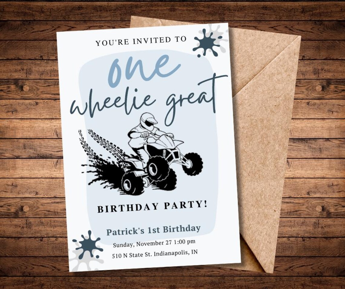 First Birthday Invitation Atv/racing Theme - Editable Digital Template ...