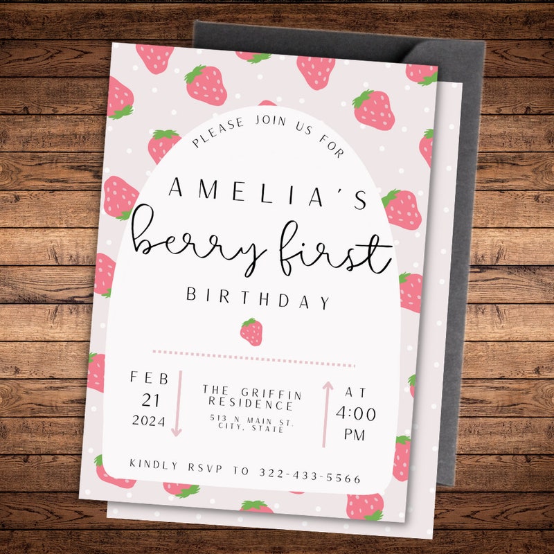 Berry First Birthday Invitation - Etsy