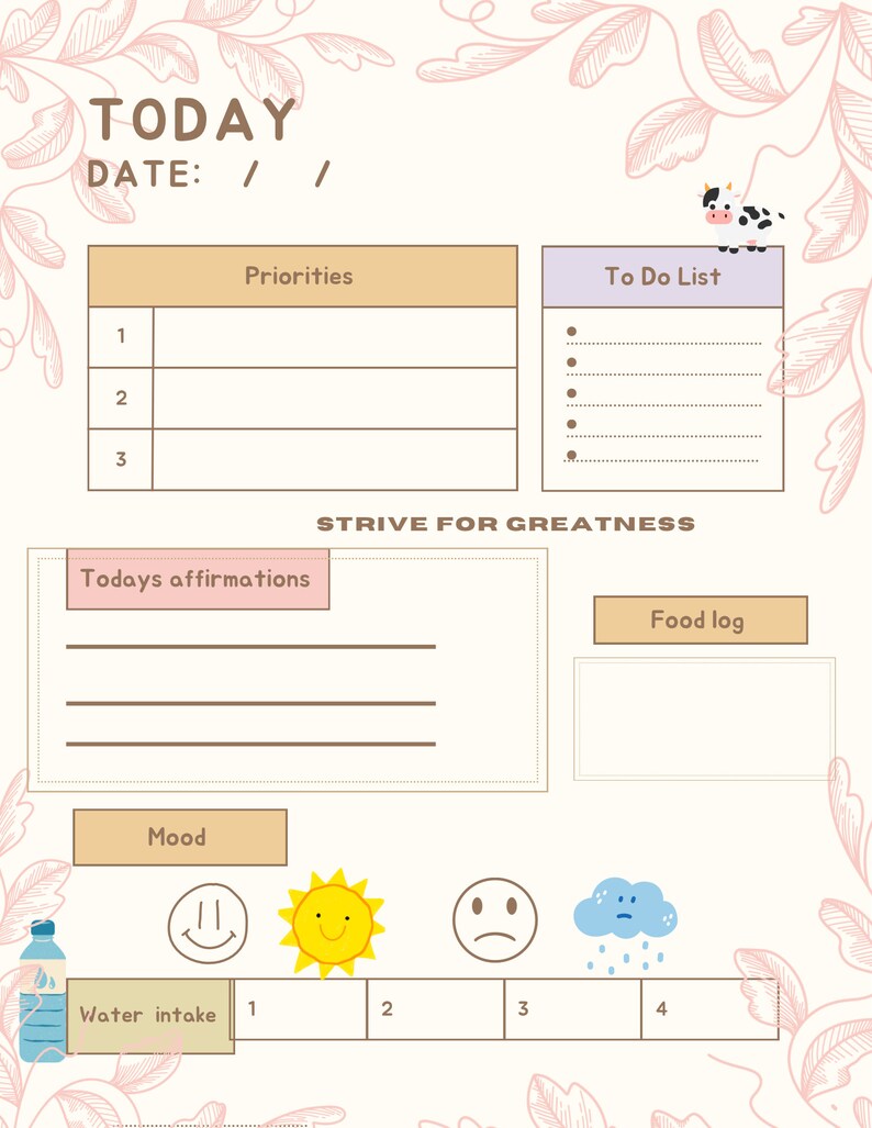 Printable / Downloadable Every Day Journal Entry - Etsy