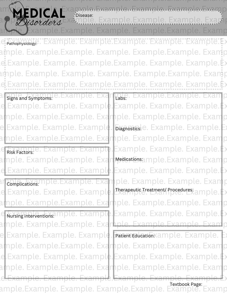 Nursing Disorders Template - Etsy