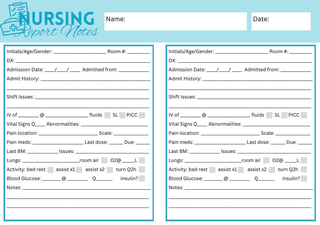 Nursing Report Template - Etsy