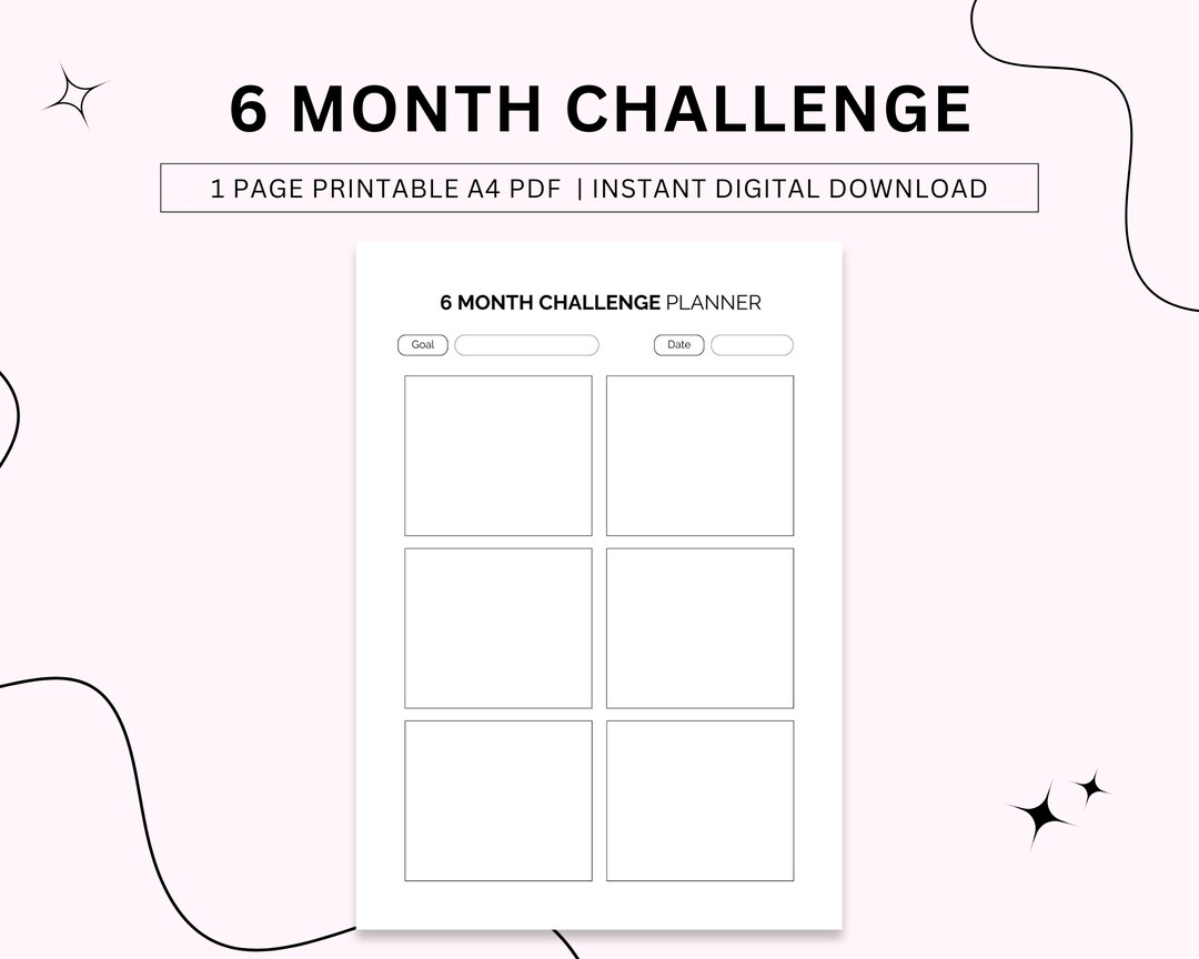 6 Month Challenge Planner 6 Months Countdown Savings Weight Loss ...