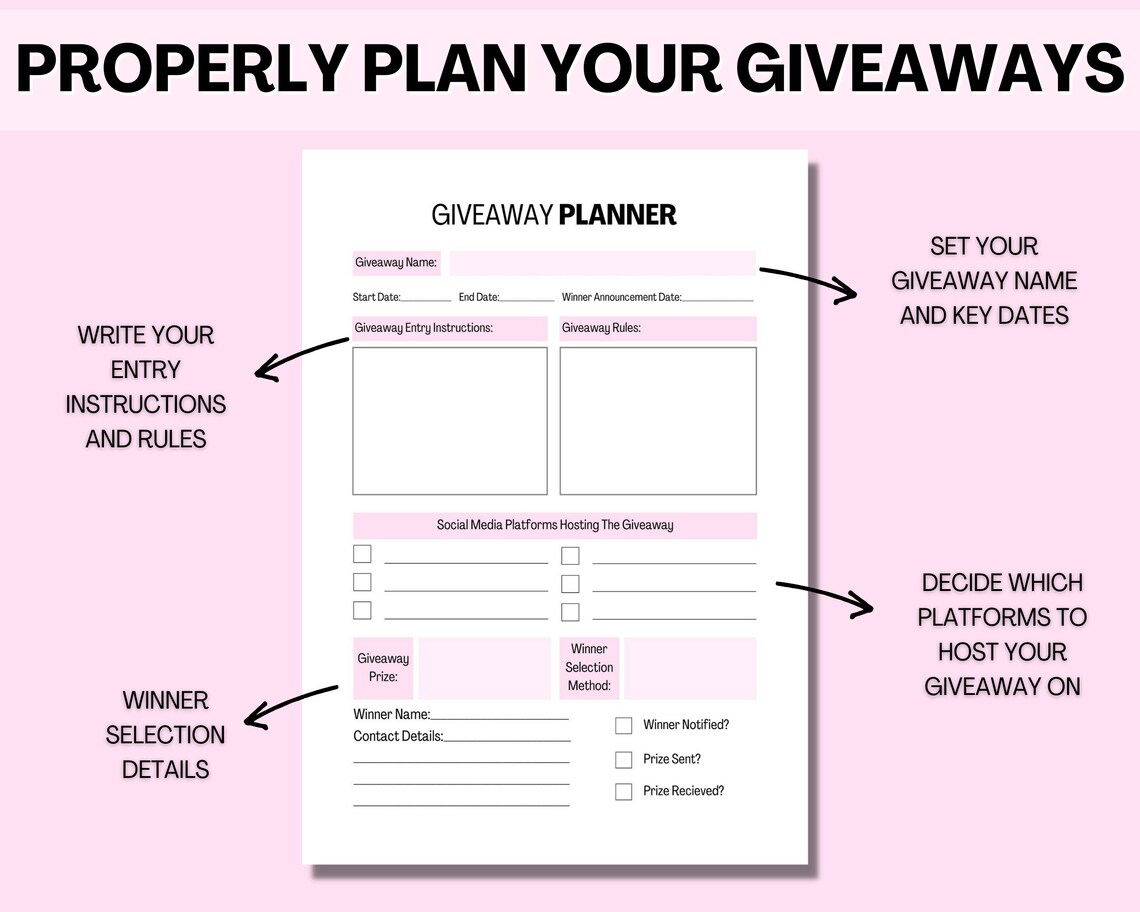 Giveaway Planner and Tracker | Plan Social Media Giveaways | Small ...