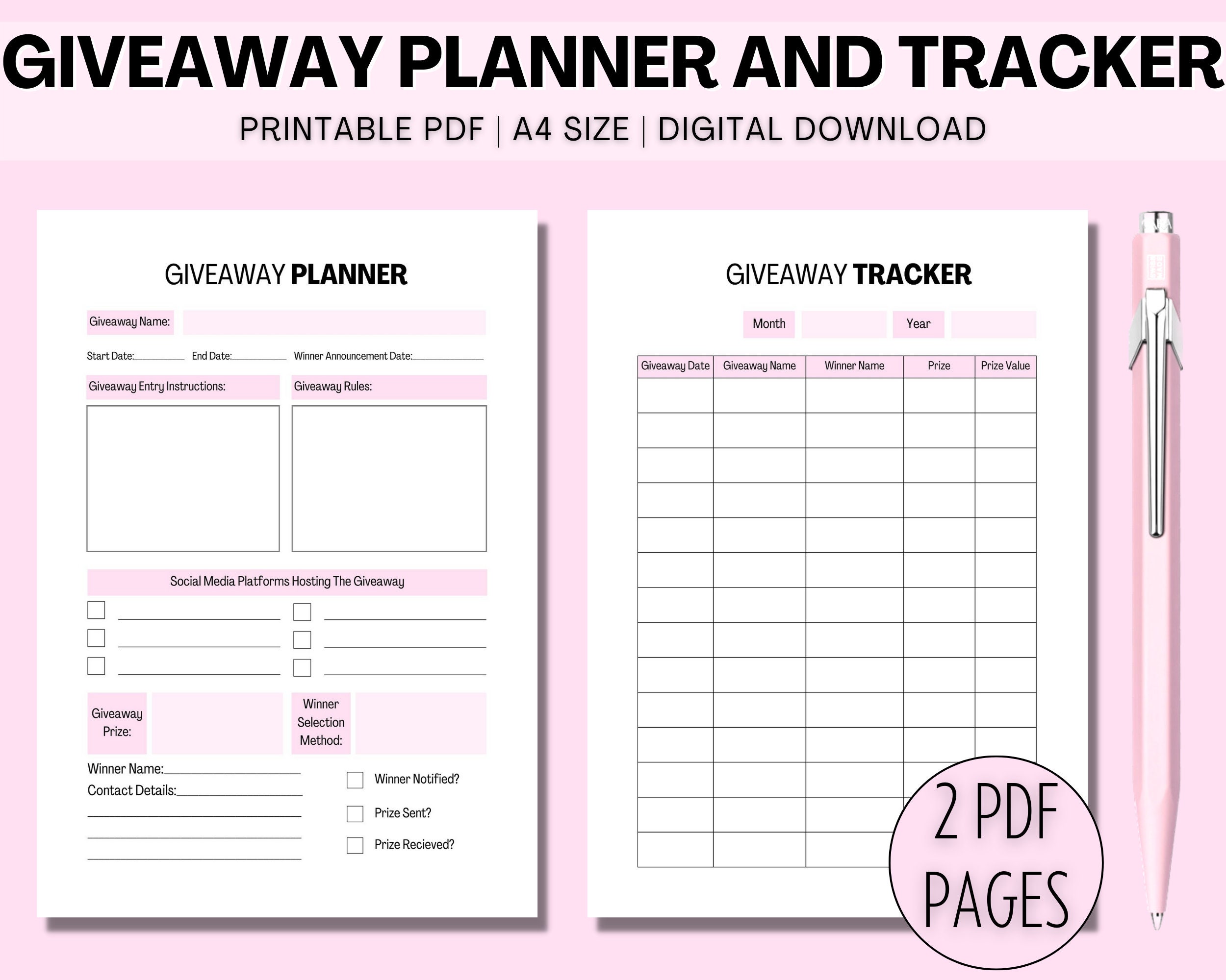 Giveaway Planner and Tracker | Plan Social Media Giveaways | Small ...