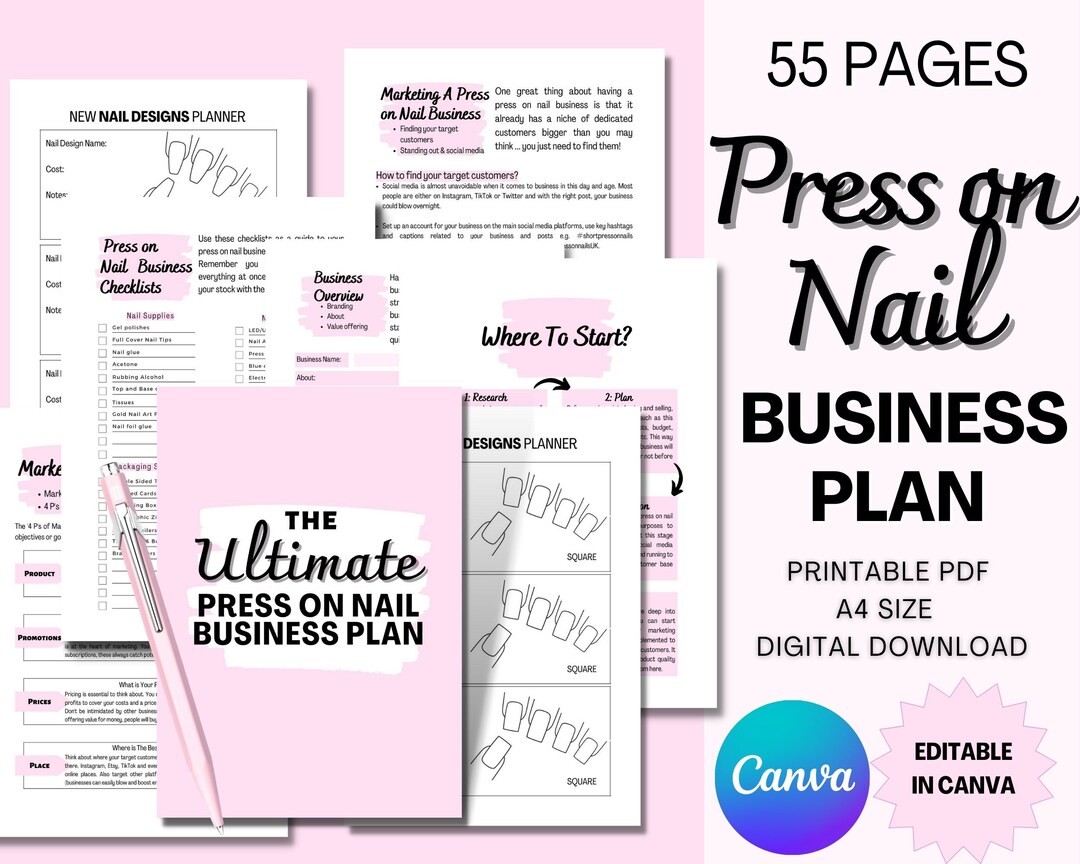 Press on Nail Business Plan Bundle Pink Nail Business Launch - Etsy UK